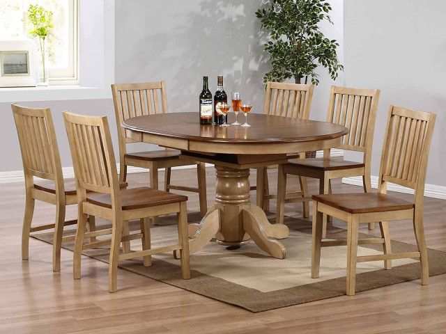Classic Two Tone Dining Table with Pedestal Base and Butterfly Leaf Top ...