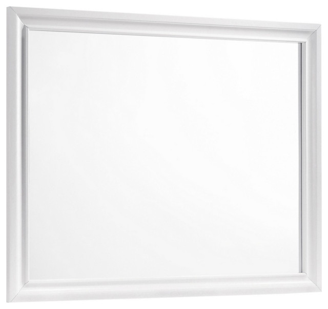 Wall Mirror With Rectangular Molded Wooden Frame White- Saltoro Sherpi ...