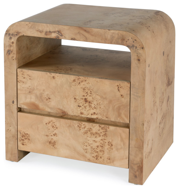 Cora 2 Drawer Burl Wood Nightstand - Rustic - Nightstands And Bedside ...
