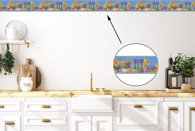 Classic Floral Wallpaper Border Flower Yellow Blue 7"x15' Kc78062 ...