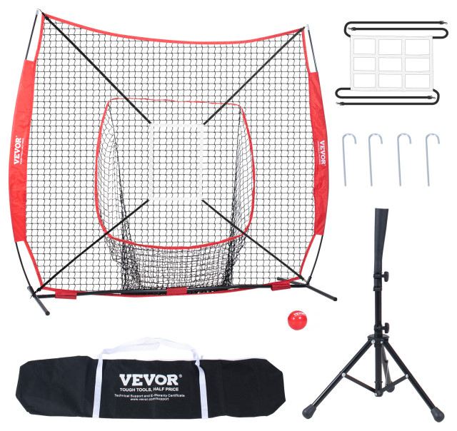 VEVOR 7x7 ft Baseball Softball Practice Net Hitting Batting Multiple ...