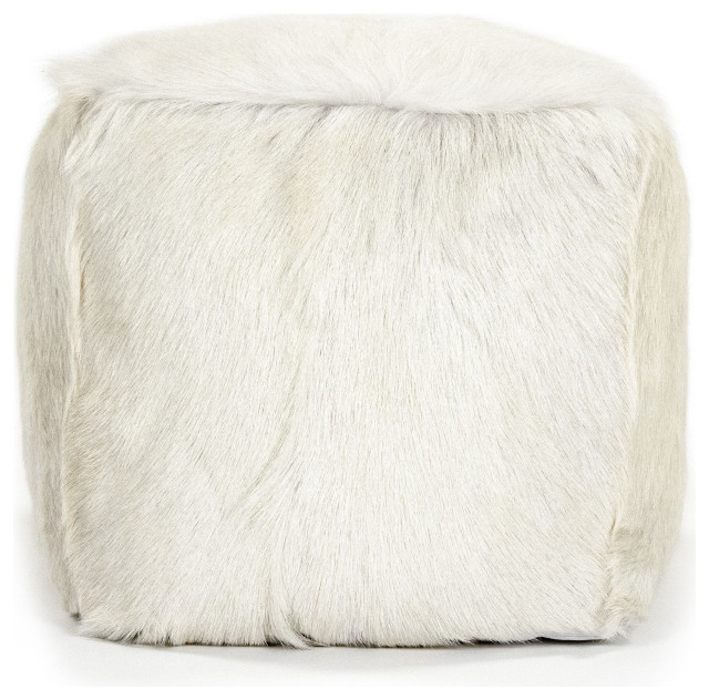 Tibetan White Goat Fur Pouf - Contemporary - Floor Pillows And Poufs ...