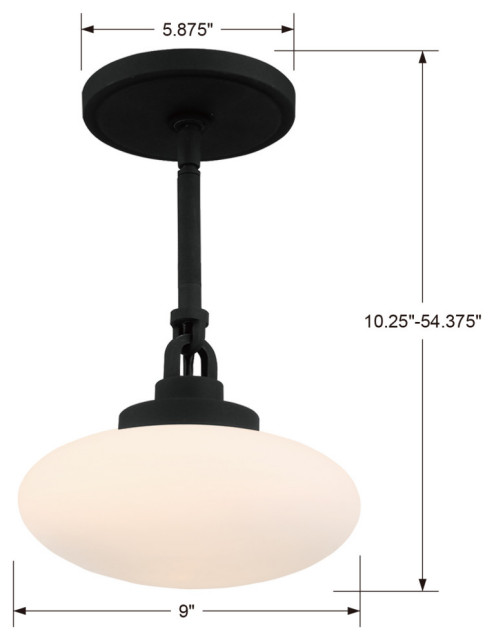 Parker 1 Light Black Forged Pendant, 9'' W x 9.37'' H - Transitional ...