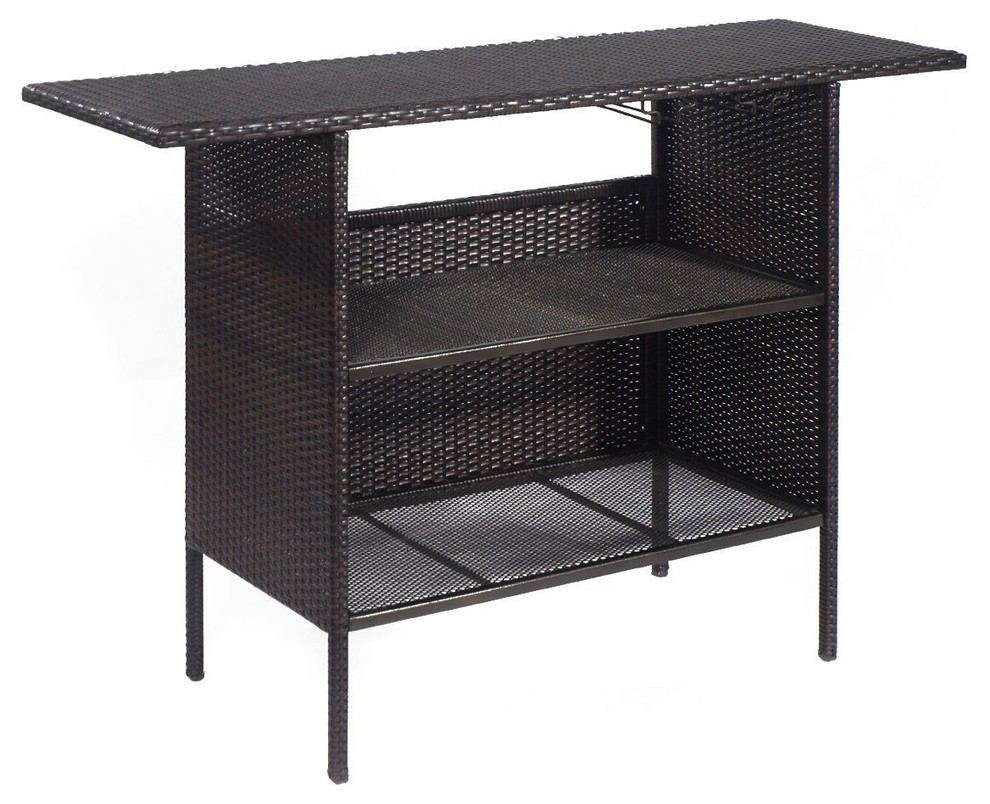 Modern Outdoor Rattan Bar Counter Table - Tropical - Outdoor Pub And ...