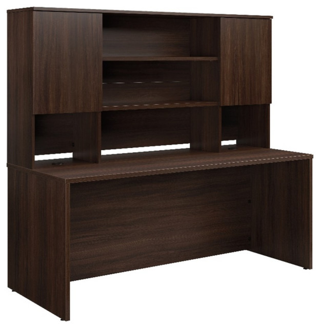 Pemberly Row Engineered Wood 72"x30" Desk with Hutch Bundle in Noble ...