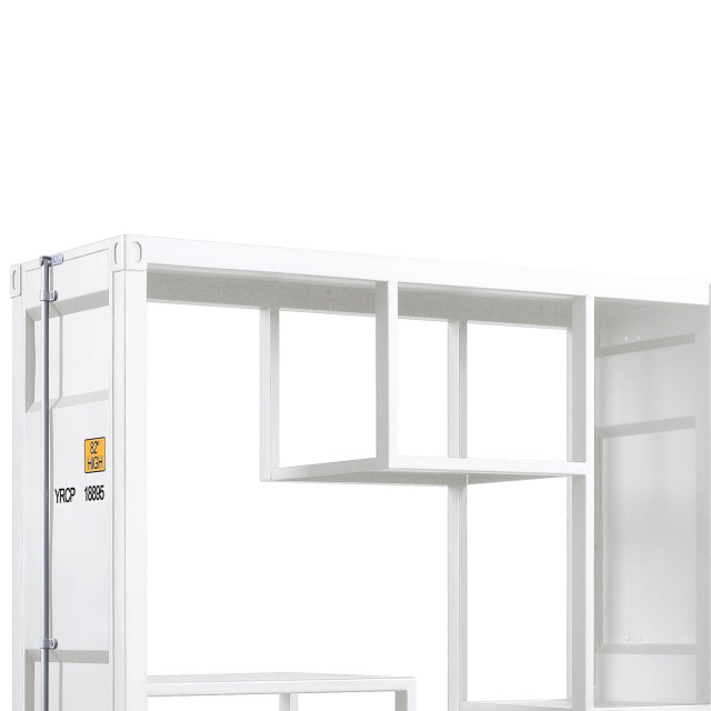 Benzara BM204484 Metal Shelf Rack With Recess Design/8 Shelves, White ...
