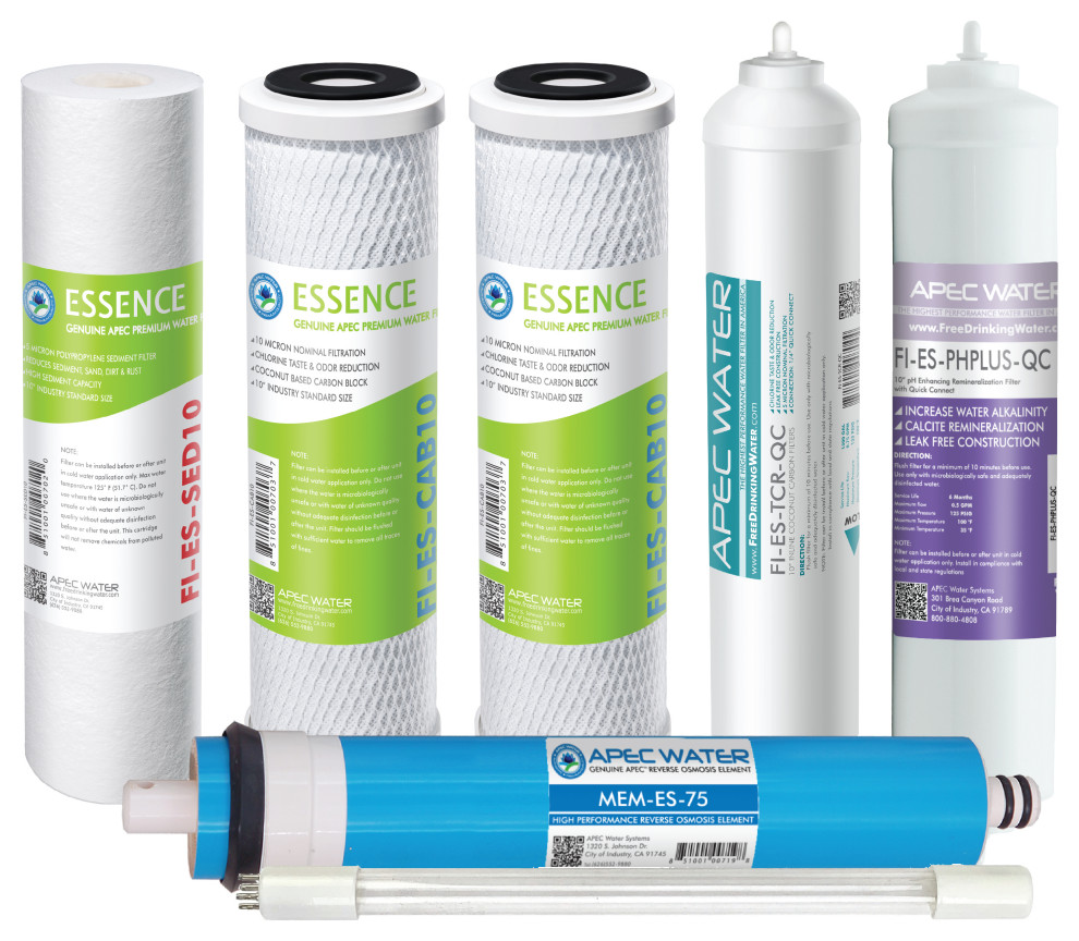 APEC Complete Replacement Filter Set w/ pH+ and UV for ROES-PHUV75 ...