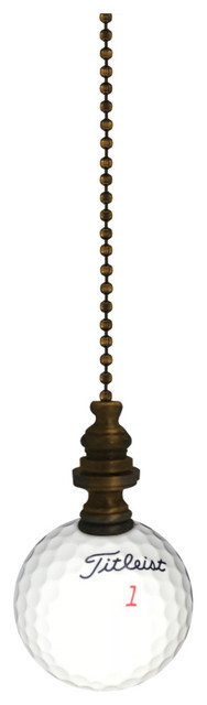 Golf Ball Ceiling Fan Pull, 2.25"h with 12" Antiqued Brass Chain ...