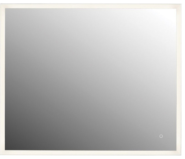 Modern LED Vanity Square Bathroom Mirror in White Finish Edge-Lit Frame ...