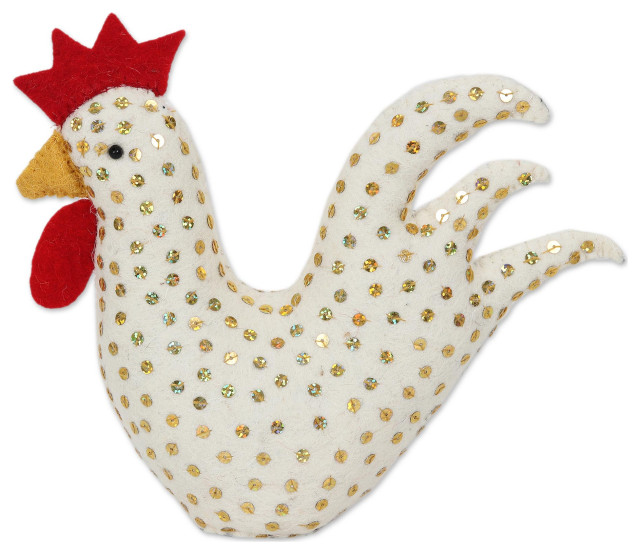 Novica Handmade Holiday Rooster Wool Christmas Tree Topper - Christmas ...