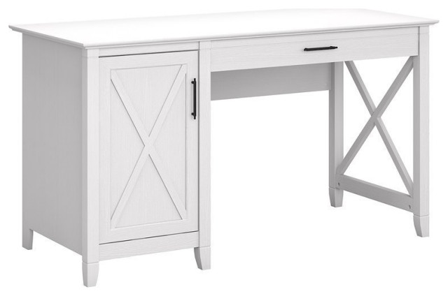 Bush Furniture Key West 54W Computer Desk with Storage in Pure White ...