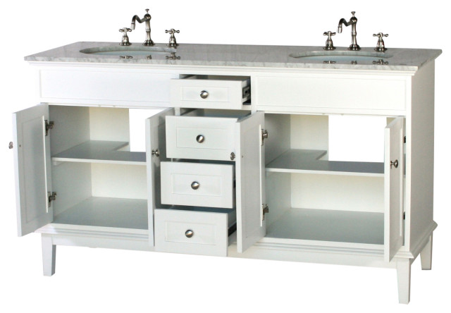 60" Contemporary Style Double Sink Bathroom Vanity Model 301-60 WK ...