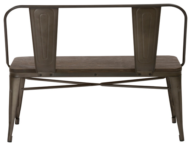Rooney Metal Dining Bench, Bronze - Industrial - Outdoor Benches - by ...