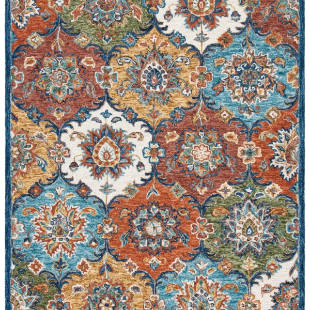 Safavieh Heritage Hg351m Handmade Blue / Rust Rug, 5' x 8 ...