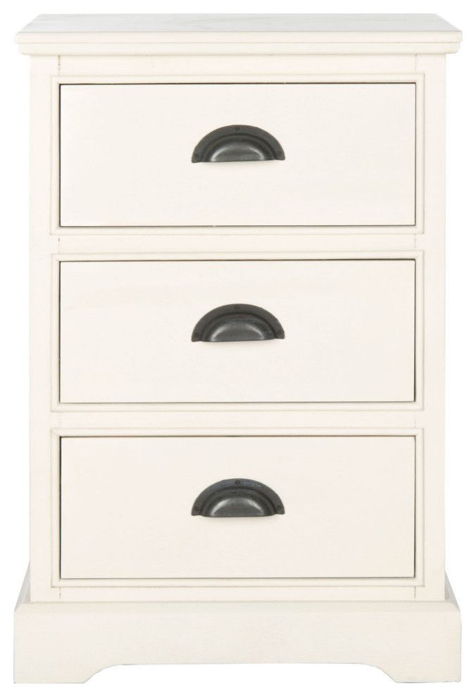 Tawni 3 Drawer Side Table, White - Transitional - Side Tables And End ...