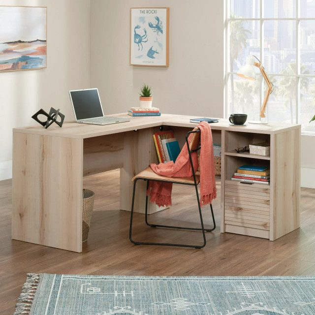 Corner Desk, Open Compartments & Filing Drawer With Grooved Front ...