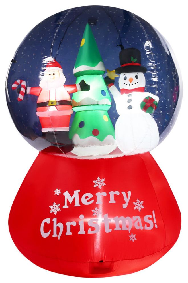 6 ft Tall Prelit Santa and Snowman Snow Globe Inflatable - Modern ...