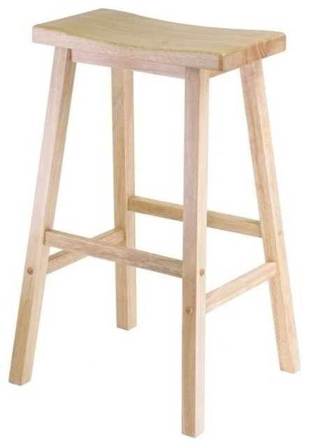 Pemberly Row 24" Saddle Seat Transitional Solid Wood Counter Stool in ...