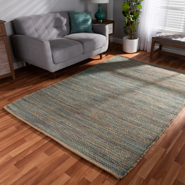 Michigan Modern Blue Handwoven Hemp Blend Area Rug - Beach Style - Area ...