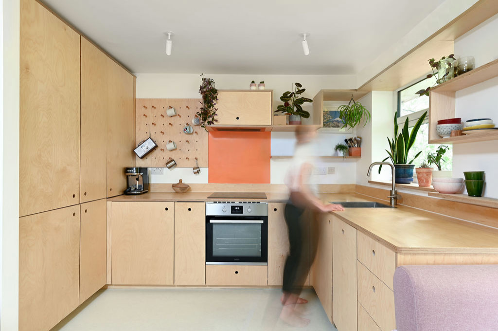 Room Tour Birch Ply Cabinets Complement the View in a 1960s Flat Houzz IE