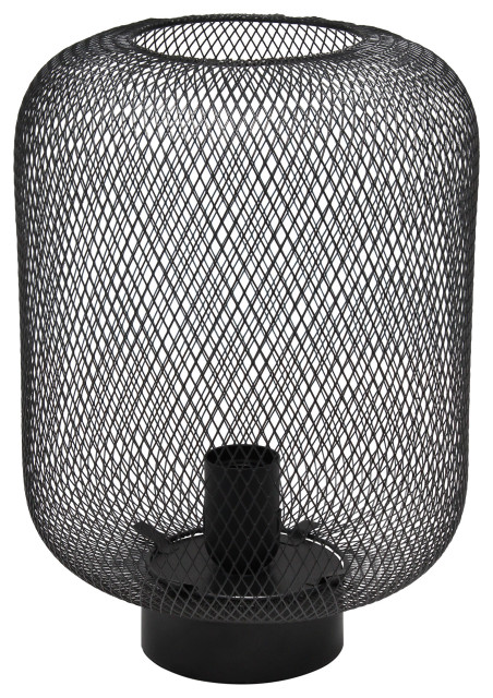 Simple Designs Black Metal Mesh Industrial Table Lamp - Transitional ...