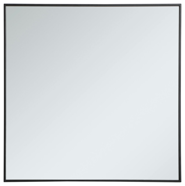 Metal Frame Square Mirror 36", Black - Transitional - Bathroom Mirrors ...