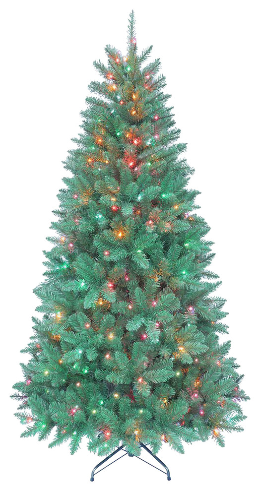 7-Foot Pre-Lit Pine Tree With Multi-Colored Lights - Traditional ...