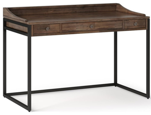 Simpli Home Ralston 48" Solid Wood Modern Computer Desk in Rustic Aged ...
