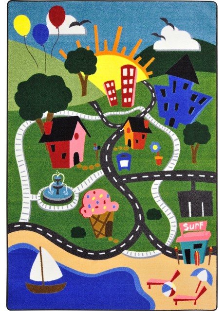 Kid Essentials, Early Childhood Happy Town Rug, 7'8" x 10'9 ...