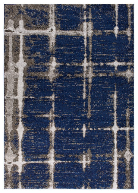 Surya BYL-1011 Baylee Area Rug, 5' 3' x 7' 6', Dark Blue/Medium Gray ...