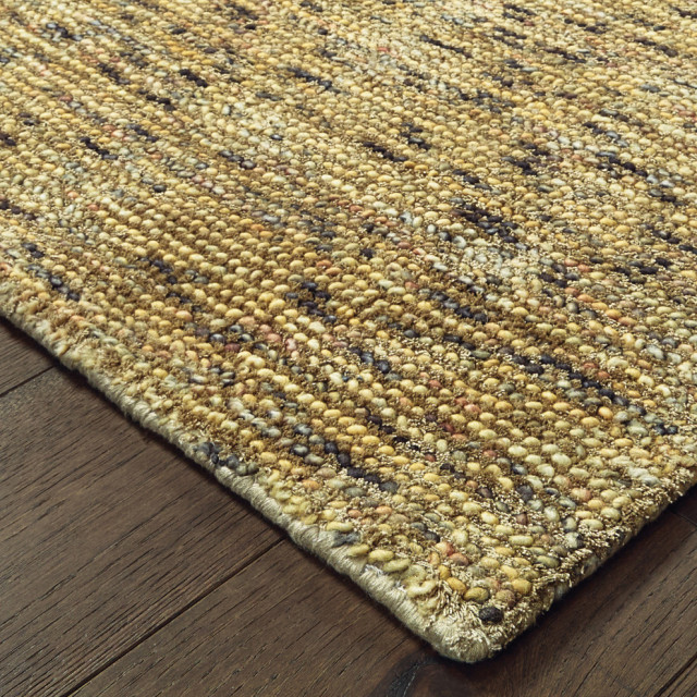 Liana Hand-Tufted Wool and Viscose Shaded Solid Gold/Green Rug ...