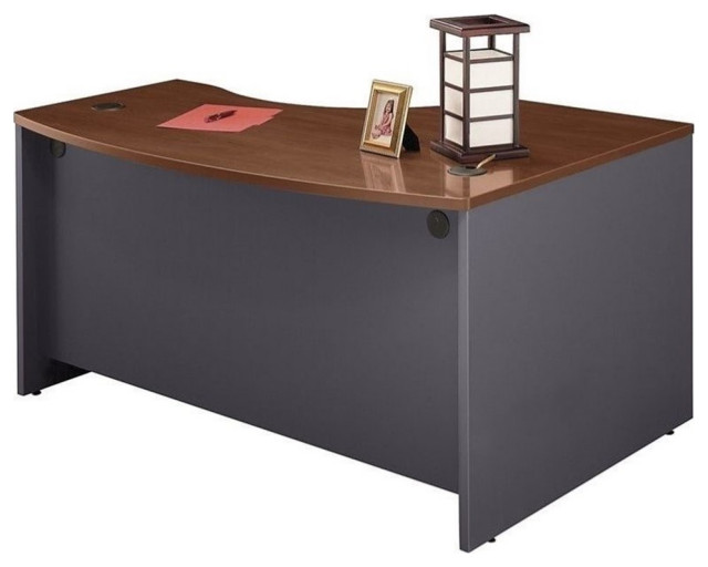 Pemberly Row 60W Left Hand L-Bow Desk Shell in Hansen Cherry ...