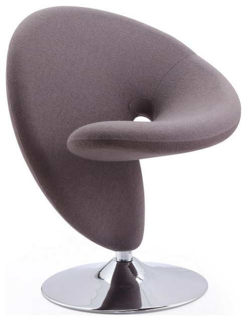 Curl Swivel Accent Chair, Grey and Polished Chrome - Midcentury ...