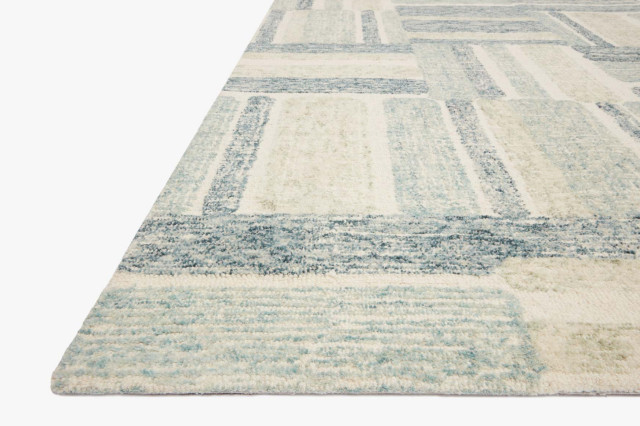 Geometric Hand-Tufted Wool Milo Area Rug, 8'6"x12' - Contemporary ...