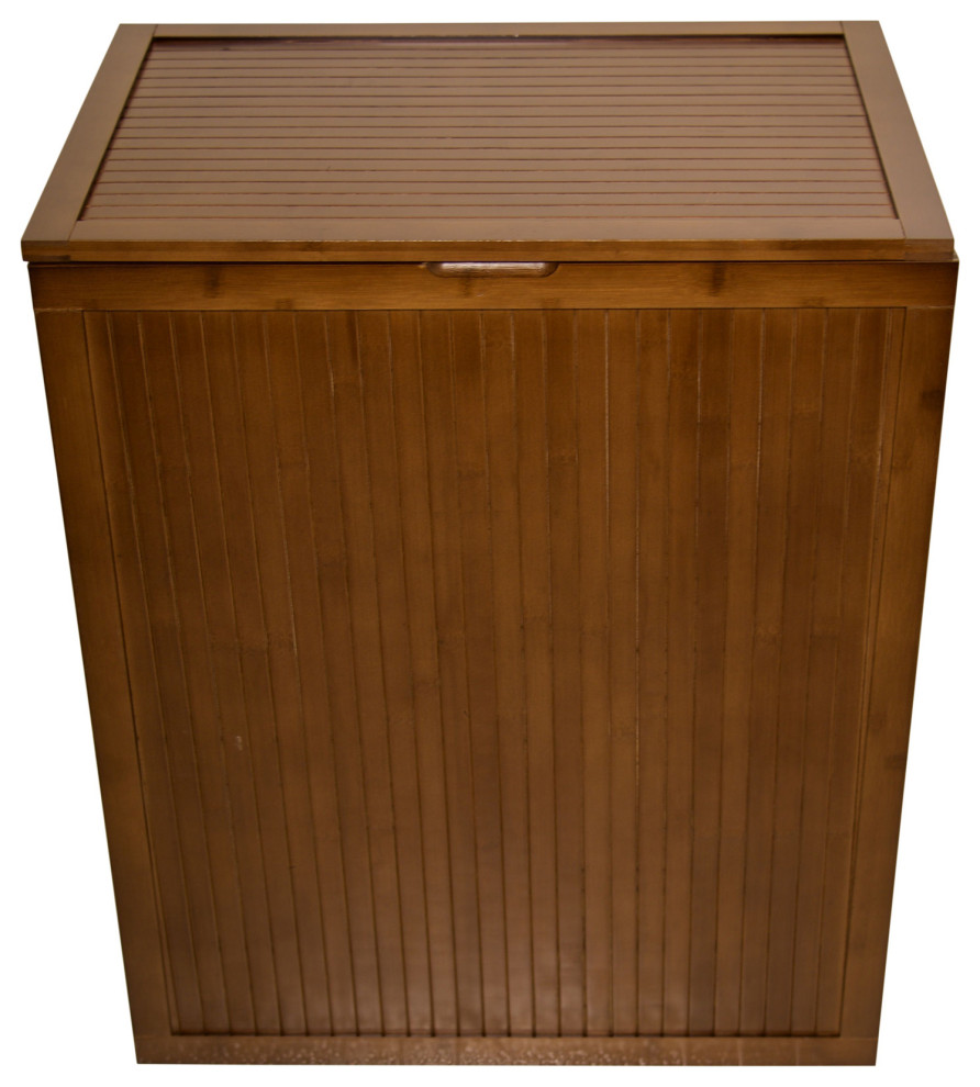 Eccostyle Solid Bamboo Folding Clothes Hamper w Removable Laundry Bag ...