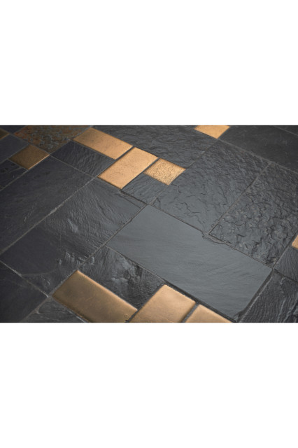 Black Ceramic Round Dining Table, Versmissen Labo Slate - Transitional ...