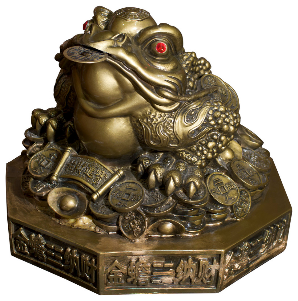 Antique Gold Medium Resin Money Toad Chinese Figurine - Asian ...
