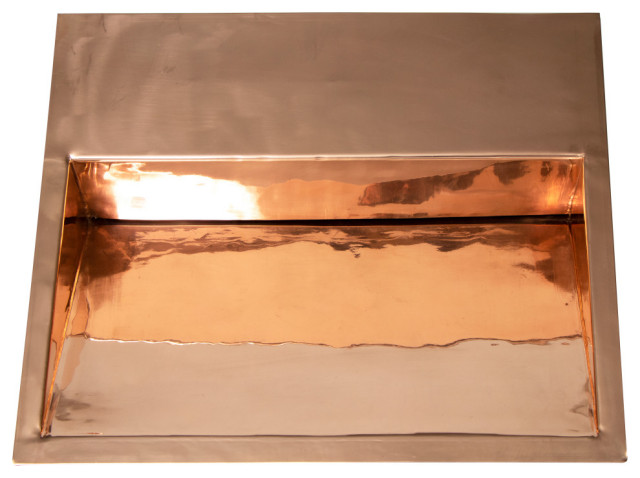 22" Rectangular Inclined Bottom Plain Copper Bathroom Sink, 17 Gauge ...