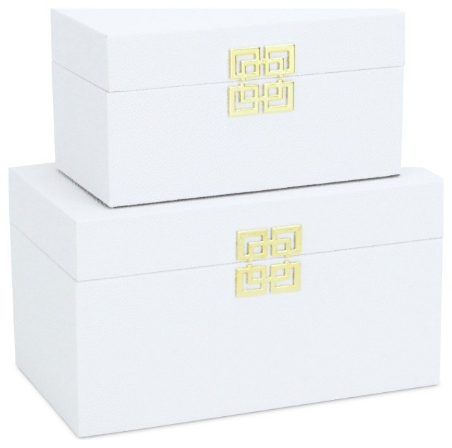 Double Happiness Shagreen Boxes - White - Contemporary - Decorative ...