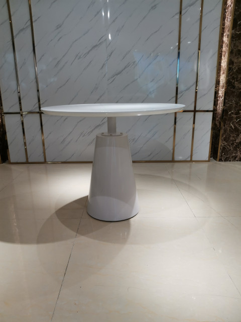 White Lacquer Top Dining Table With White Powder Coating Base ...