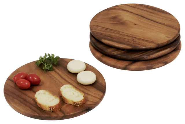 Round Wood Plates - Set of 4 - Transitional - Dinner Plates - by ...