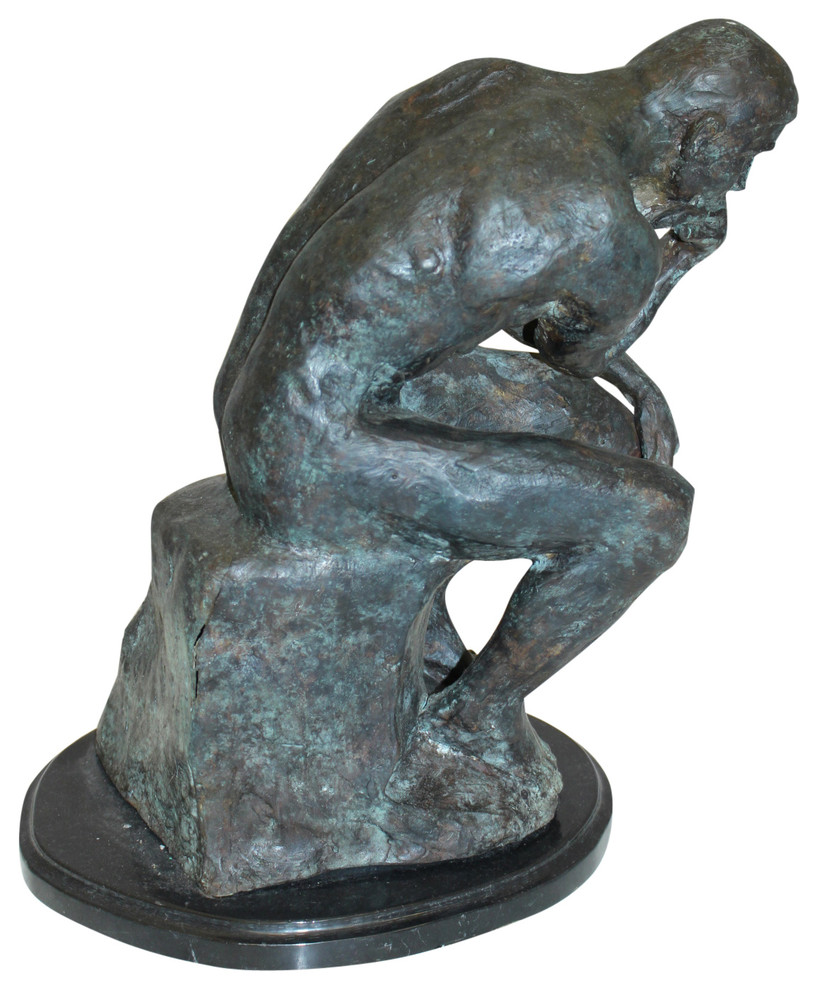 The Thinker Bronze Statue - Size: 10"L x 12"W x 17"H., Medium (up to ...