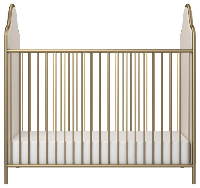 Little Seeds Contemporary Piper Upholstered Convertible Gold Metal Crib ...