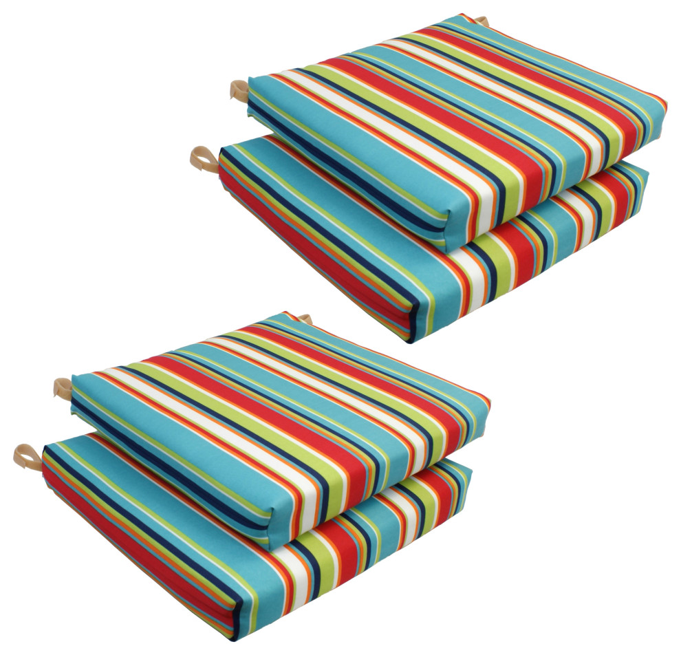 20"X19" Patterned Outdoor Chair Cushions, Set of 4, Benjamin Island ...