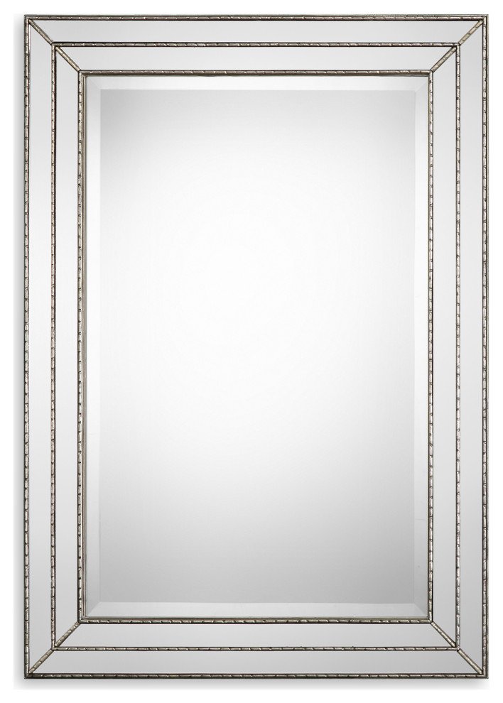 34" Transitional Gray Silver Mirror - Transitional - Wall Mirrors - by ...