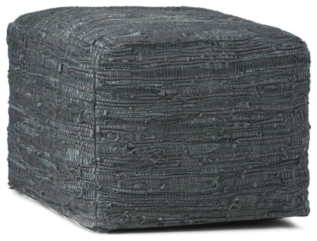 Fredrik Square Pouf, Woven Leather - Transitional - Floor Pillows And Poufs - by Simpli Home Ltd ...