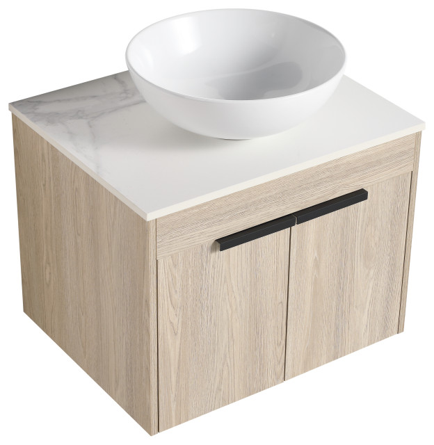 TATEUS 24" Modern Design Float Bathroom Vanity With Wall Mounted White ...
