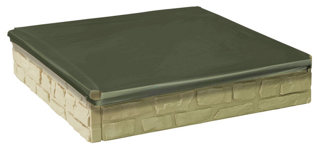Modern Home 4ft x 4ft All Weather Stone Outdoor Sandbox Kit w/Cover ...