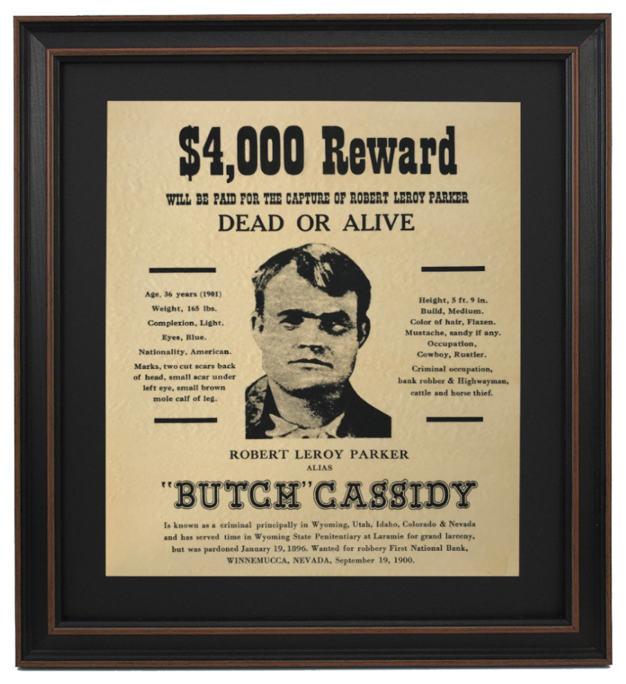 Framed Butch Cassidy Wanted Poster - Traditional - Prints And Posters ...