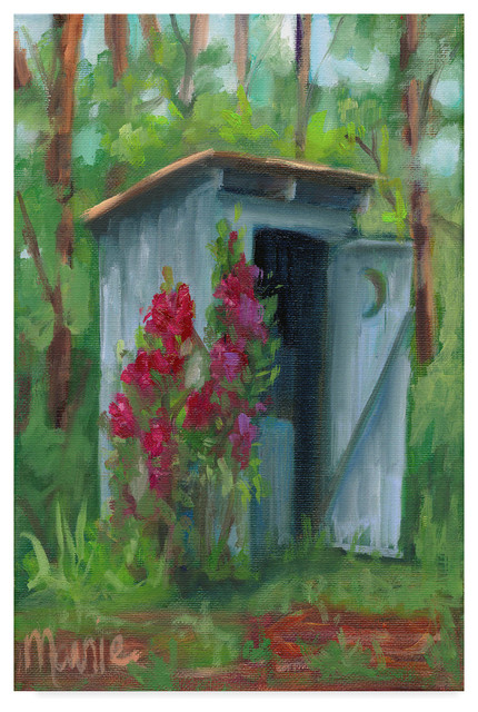 Old Privvy By Marnie Bourque Canvas Art 22x32 Contemporary Prints And Posters By